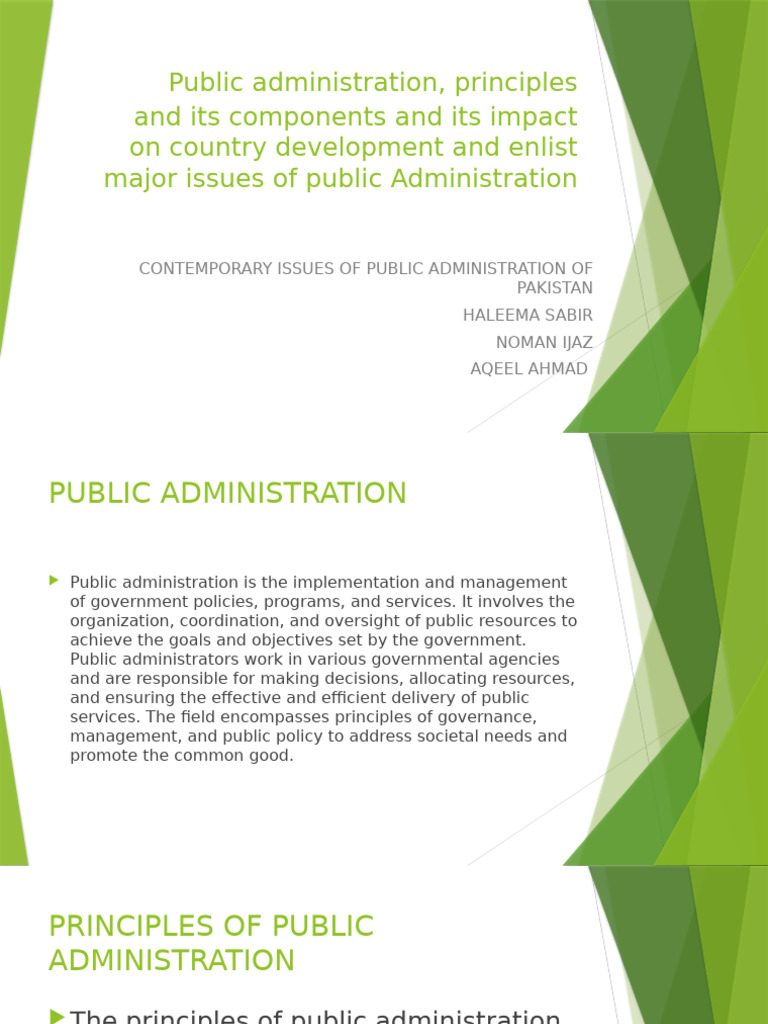 Public Administration, Principles and Its Components | PDF | Policy | Goal