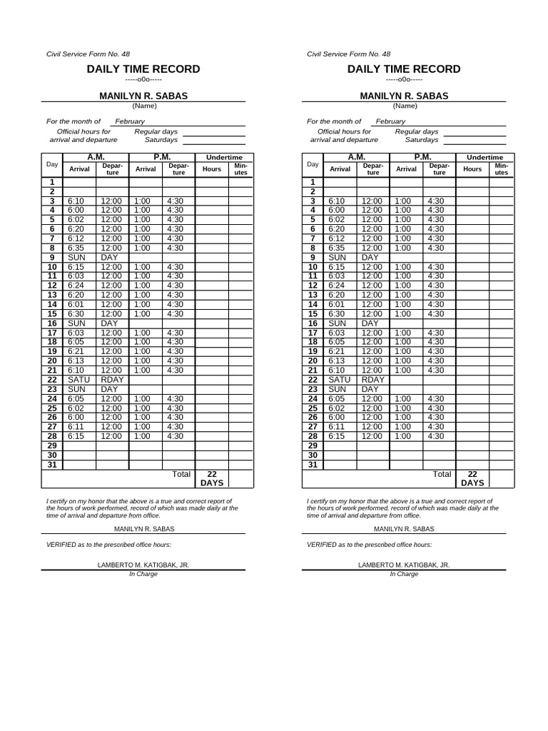 Appendix 24 - Daily Time Record (DTR) | PDF