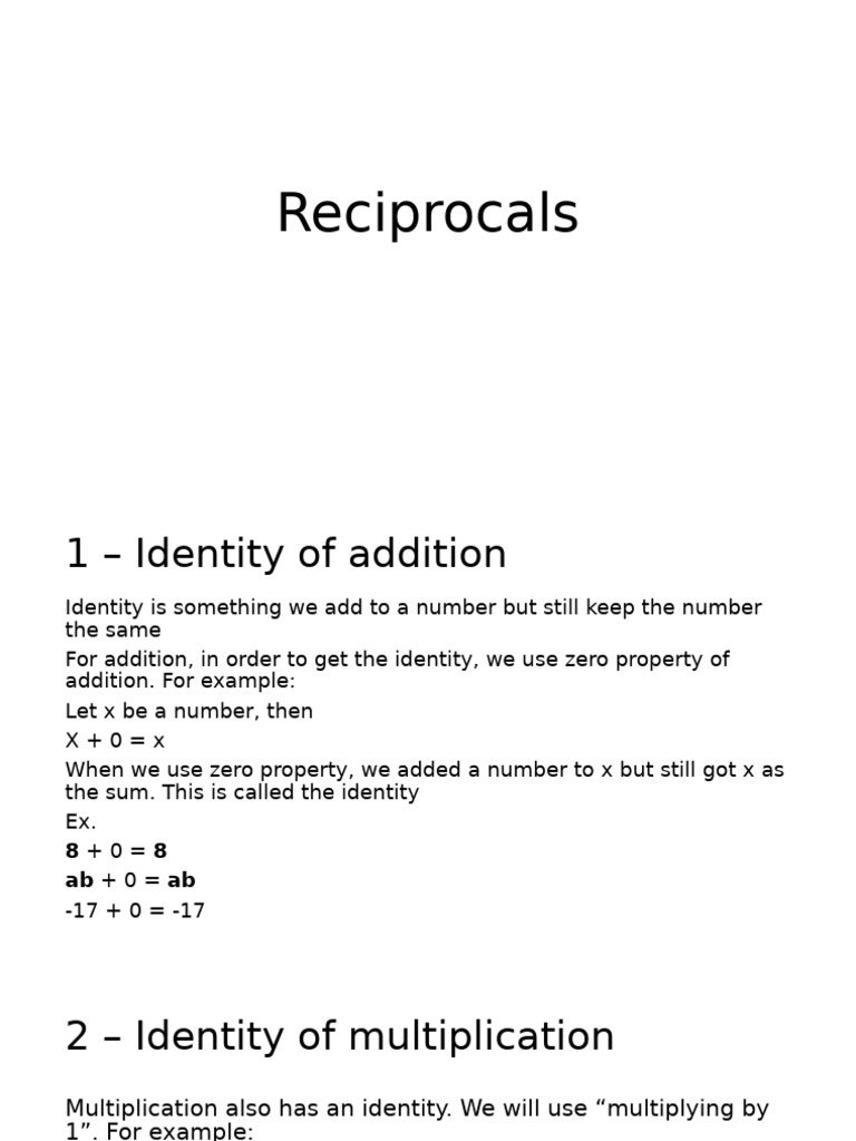 Mathematics - Reciprocals | PDF | Functions And Mappings | Mathematics