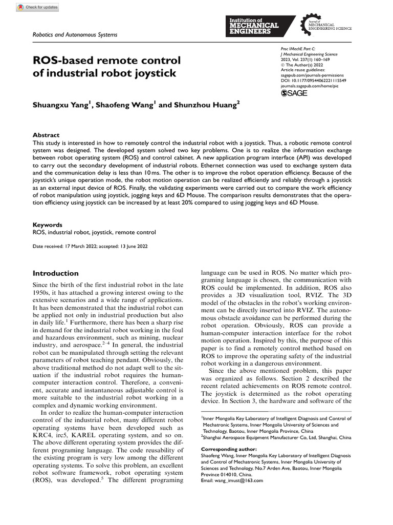 Ros Based Remote Control of Industrial Robot Joystick | PDF | Robot | Robotics