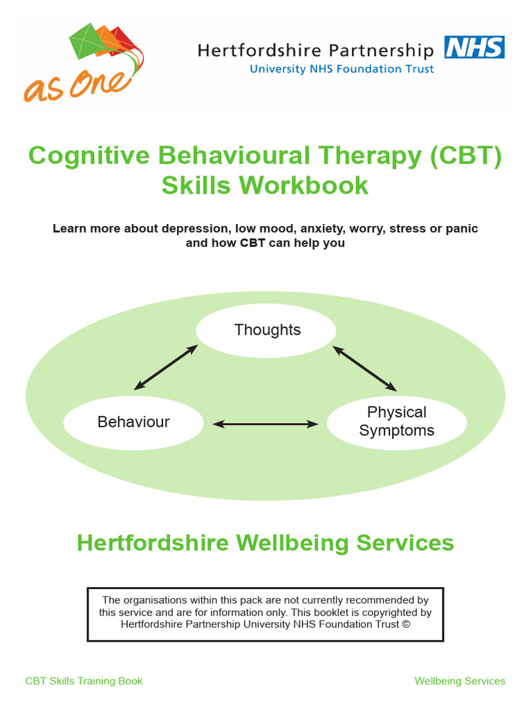 Cognitive Behavioral Therapy Cbt Skills Workbook Pdf Anxiety