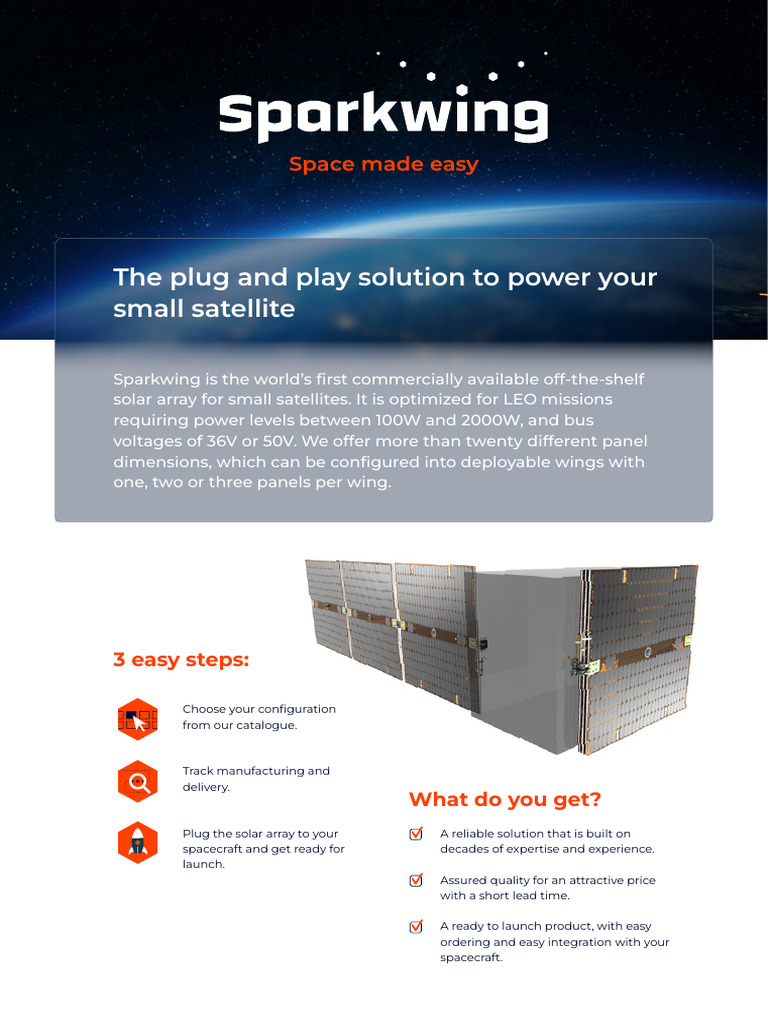 Sparkwing Factsheet SEP2024 | PDF | Photovoltaic System | Spacecraft