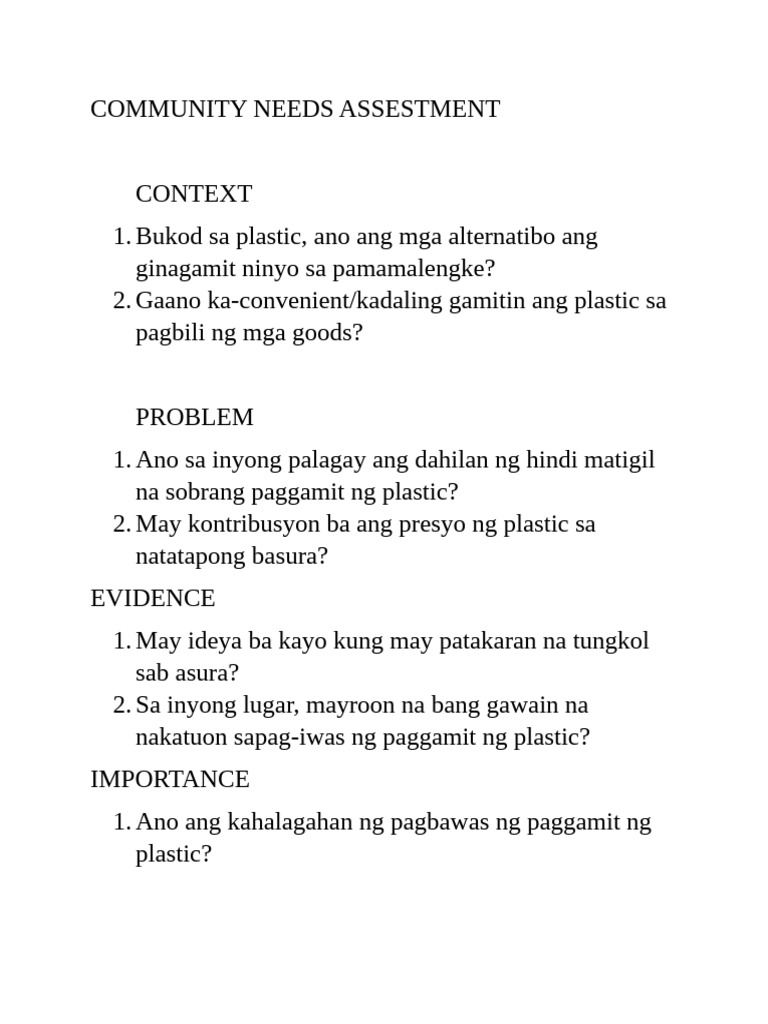 Community Needs Assestment_group4 | PDF