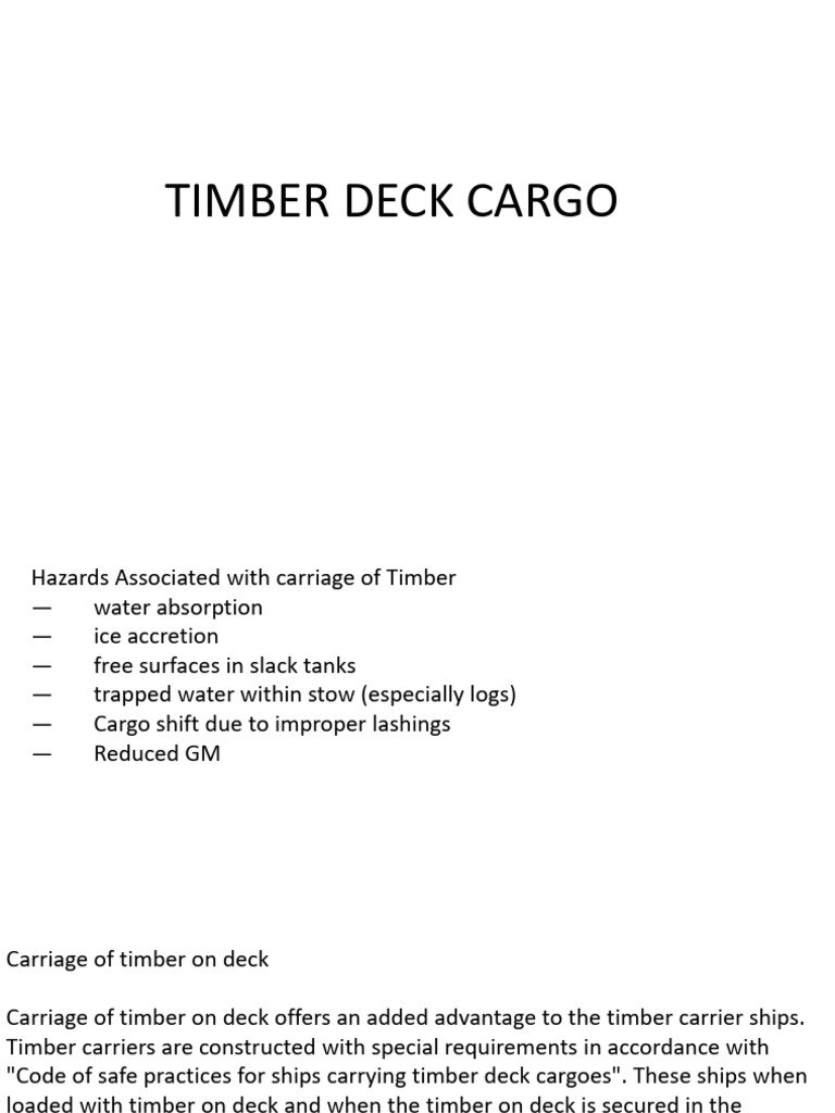 Timber Deck Cargo | PDF | Ships | Cargo