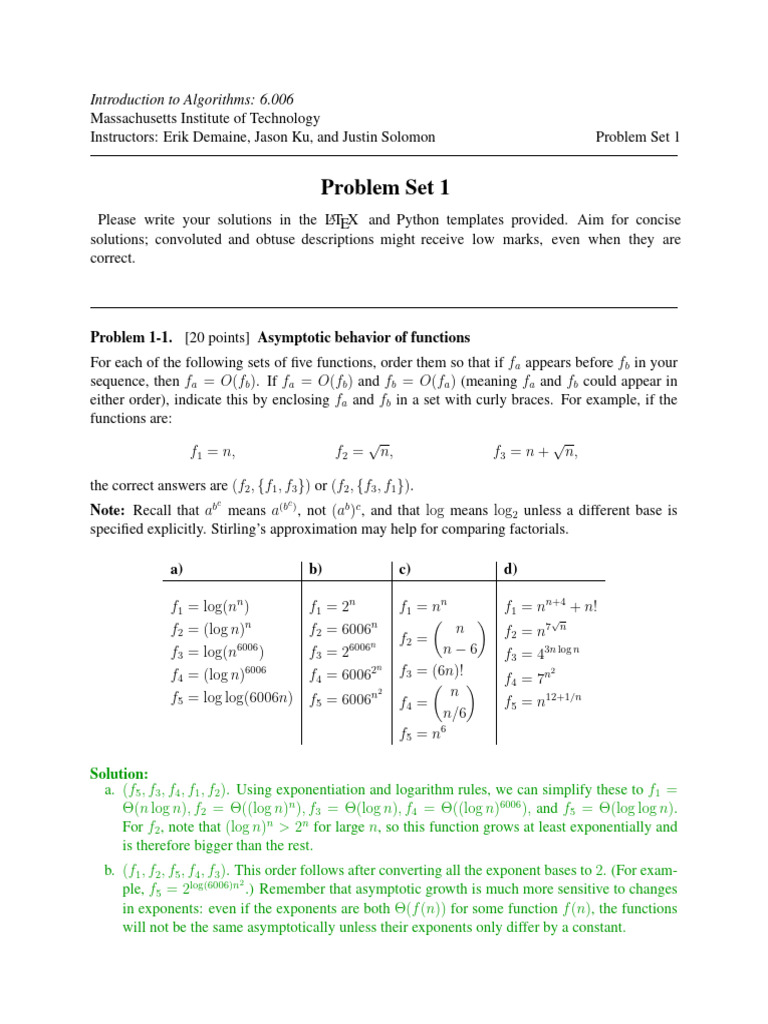 MIT6 006S20 Ps1-Solutions | PDF | Computer Programming | Algorithms And Data Structures
