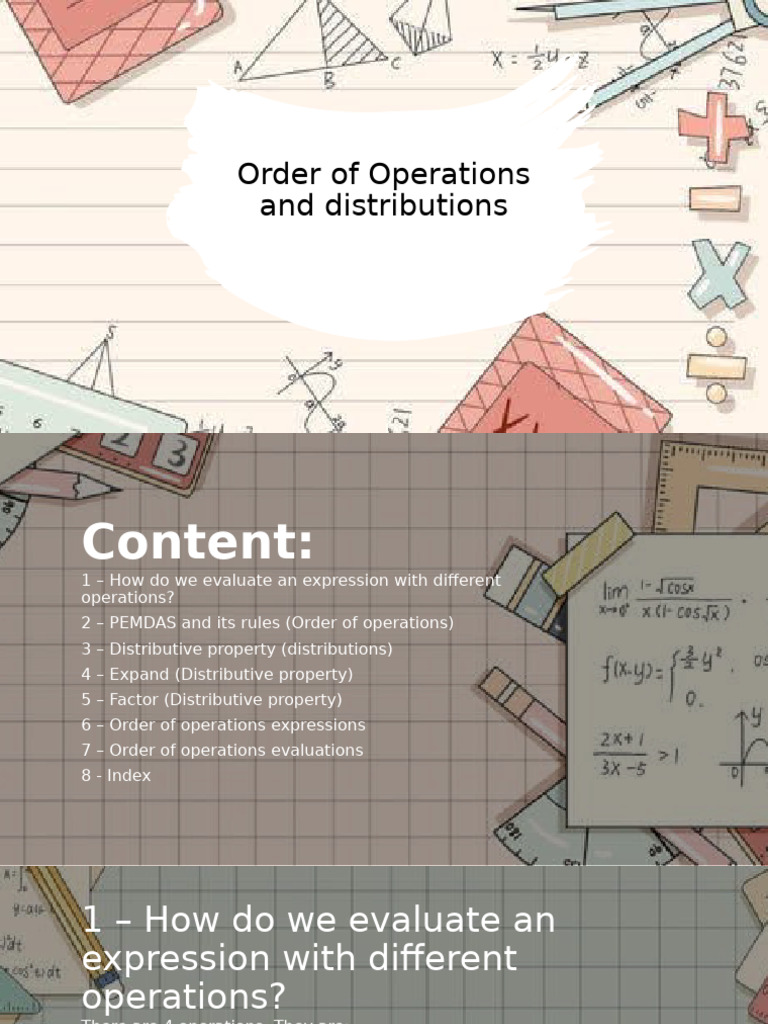 Mathematics - Order of Operations and Distributions | PDF | Division ...