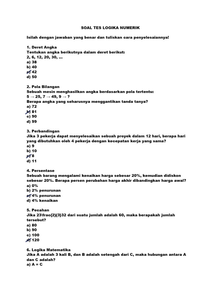 Tes Logika Numerik dan Pola | PDF