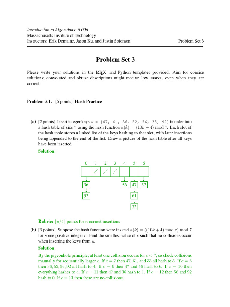 MIT6 006S20 Ps3-Solutions | PDF | Algorithms | Algorithms And Data Structures