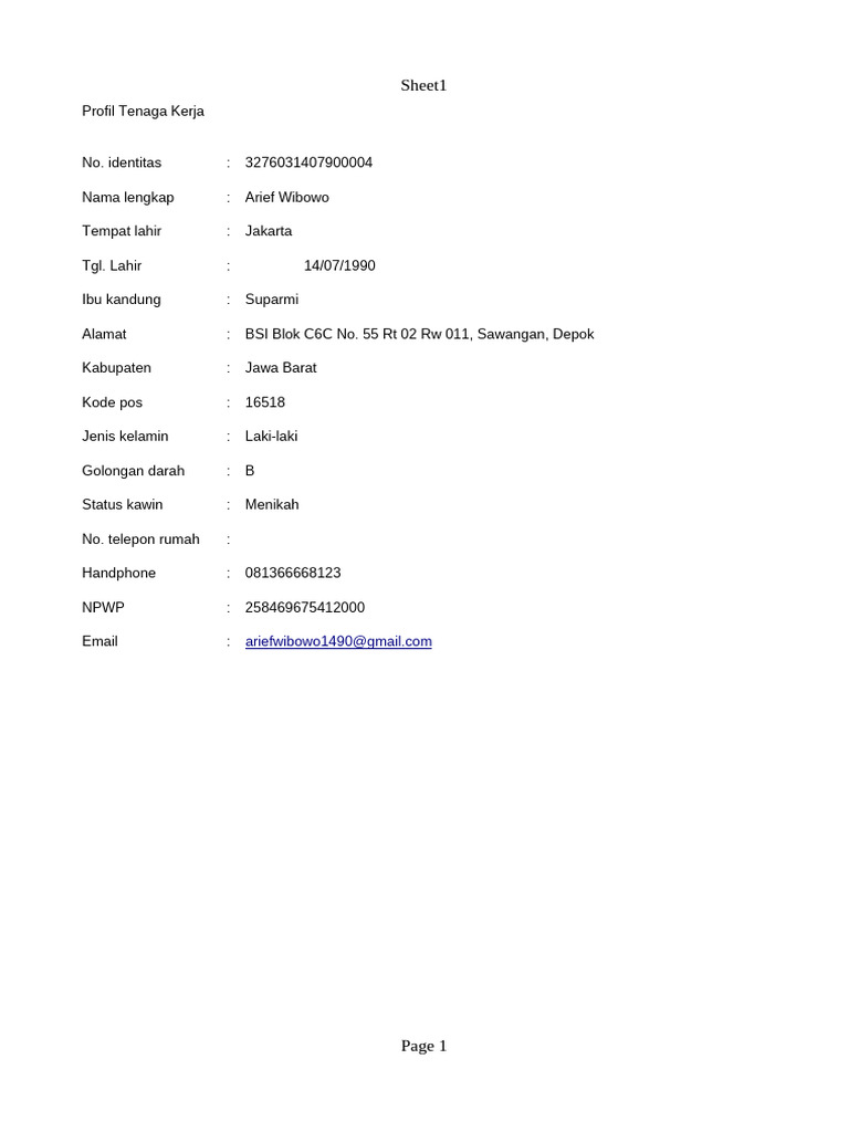 Form Bpjs TK Salinan | PDF