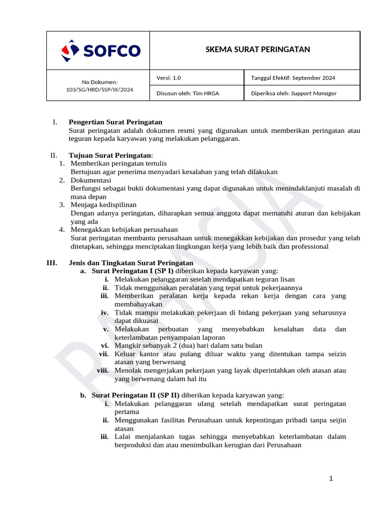 Panduan Skema Surat Peringatan Karyawan | PDF