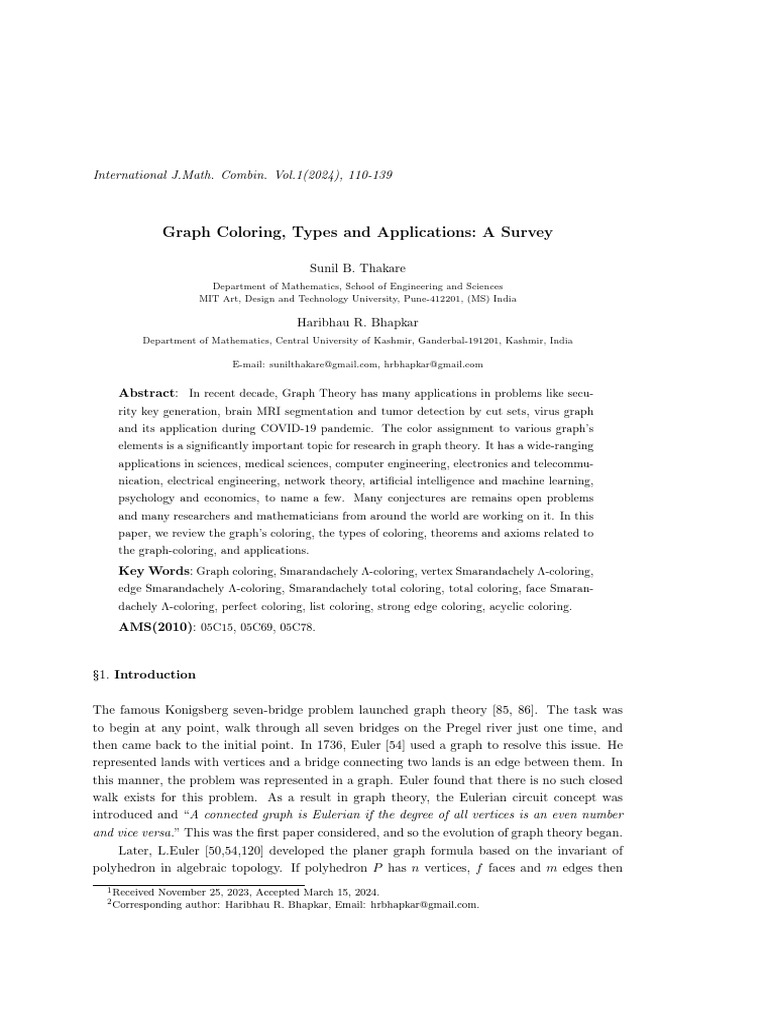 Graph_Coloring,Types_and_Applications_A_Survey | PDF | Graph Theory ...