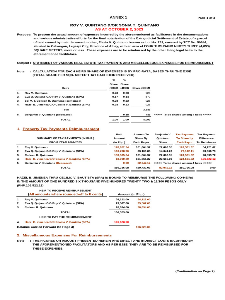 Estate Settlement Expense Report | PDF | Taxation | Public Finance