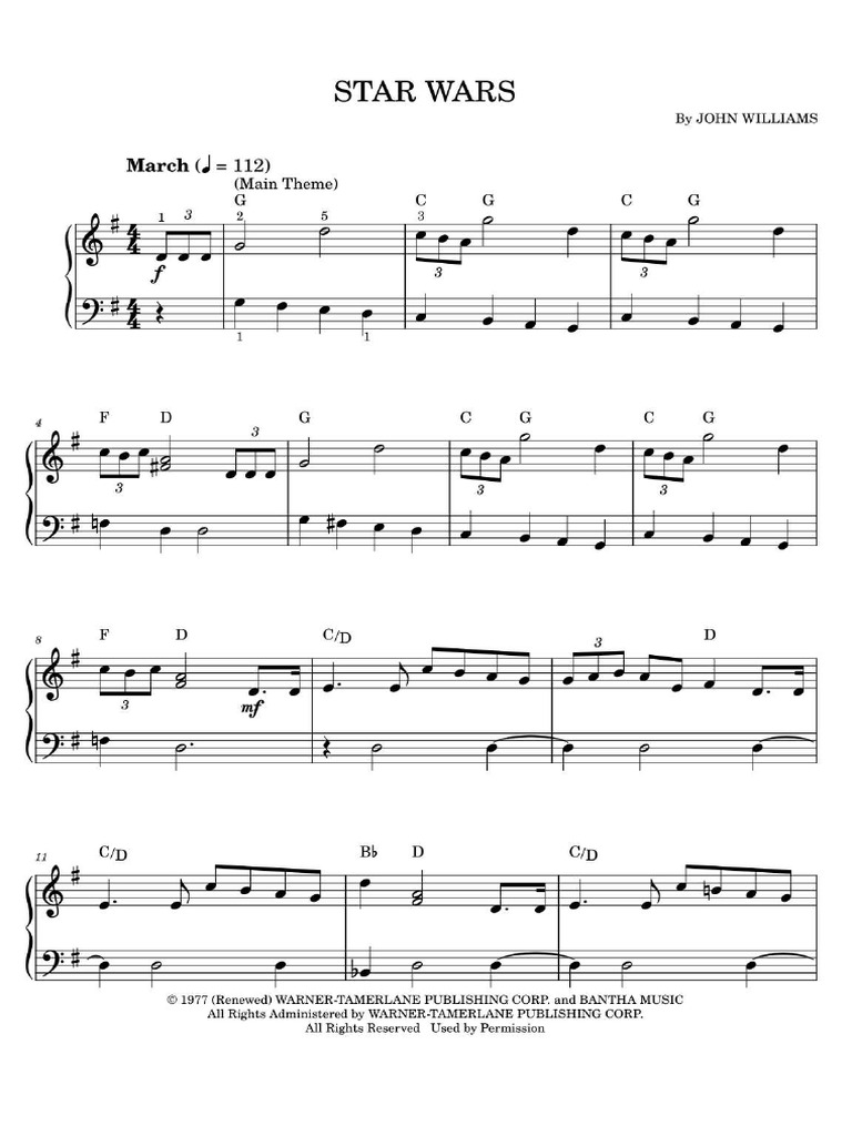 Star Wars Theme - Piano | PDF