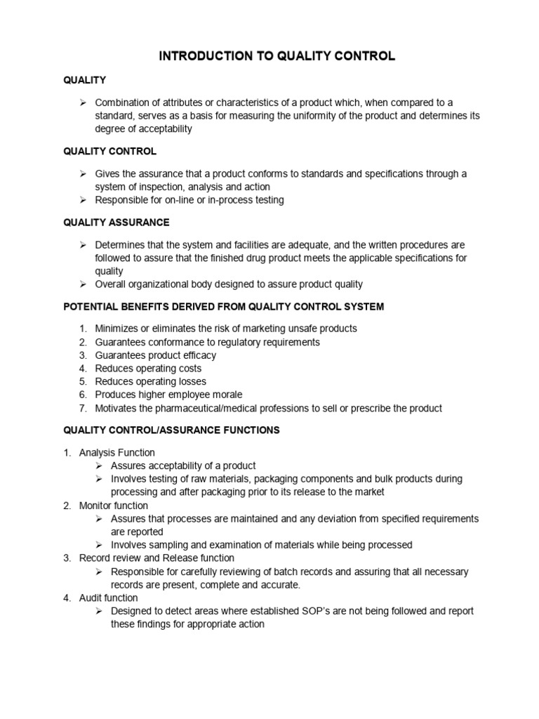 Introduction To Quality Control | PDF | Specification (Technical ...