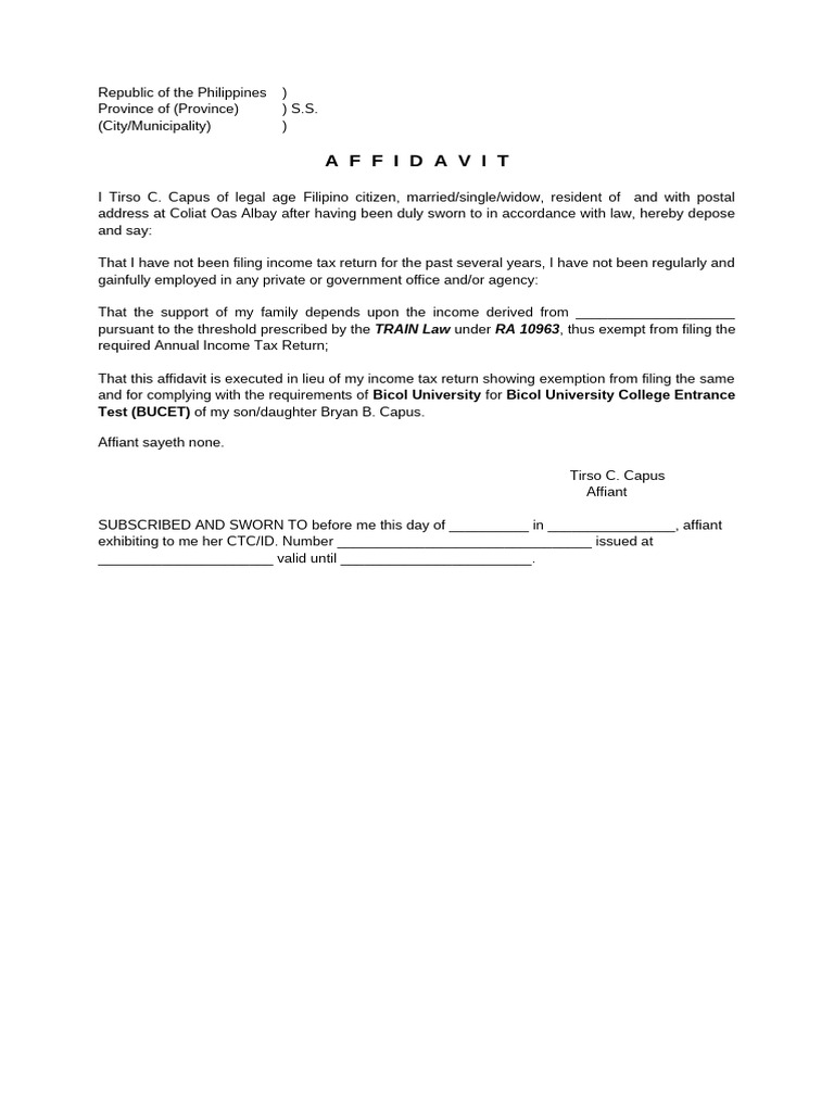 Affidavit of Low Income | PDF