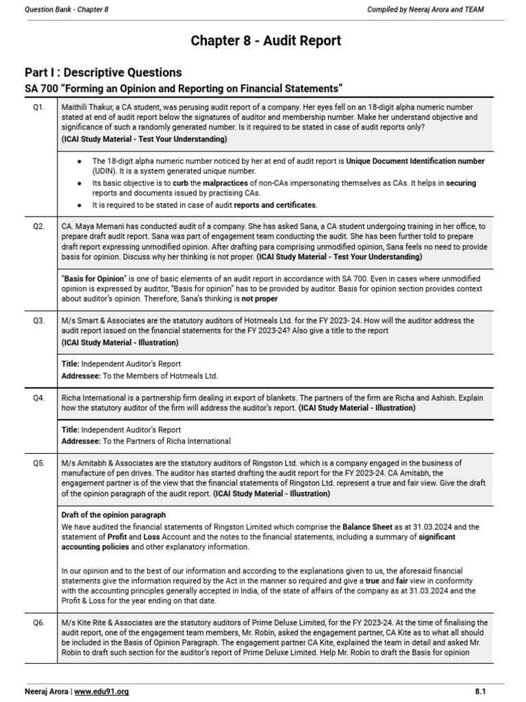 C8 Audit Report QB | PDF | Auditor's Report | Audit