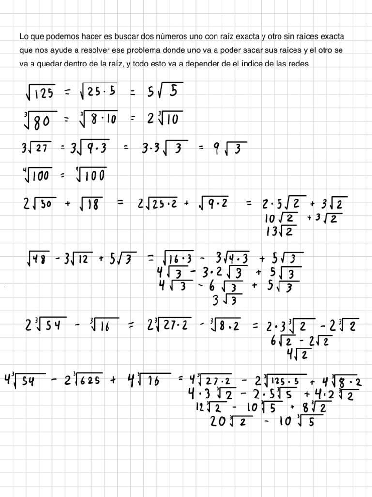 Suma Y Resta de Radicales | PDF | Aritmética | Matemática Elemental