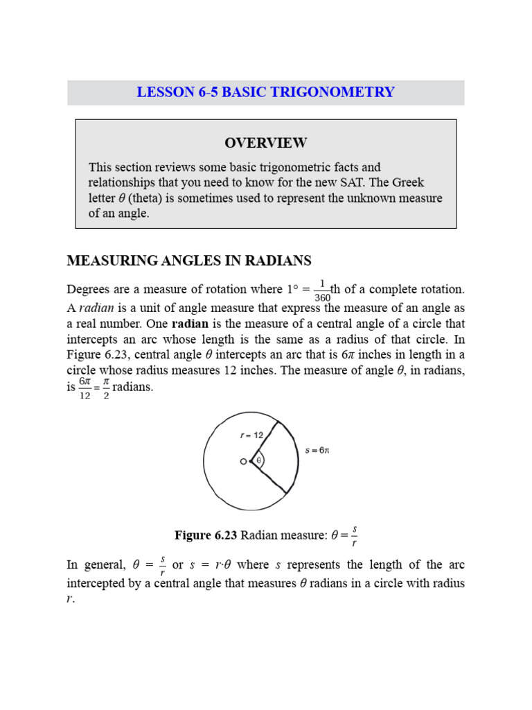 Radian and Degree Measure Basics | PDF | Trigonometric Functions ...