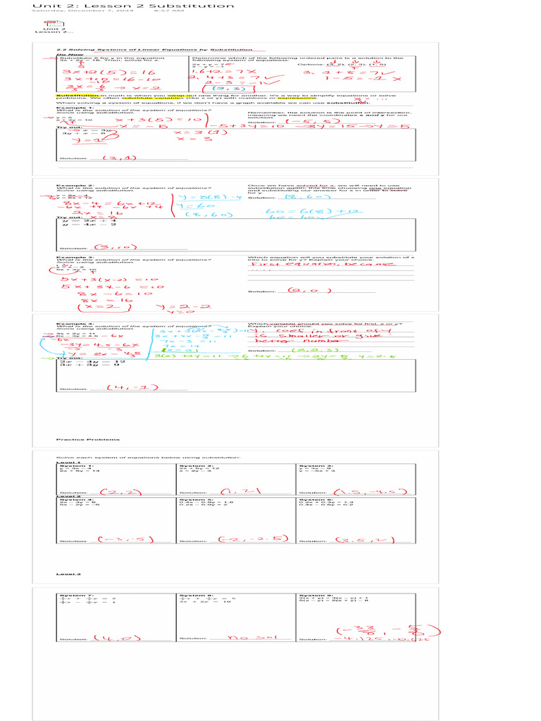 Unit 2 Lesson 2 Substitution | PDF