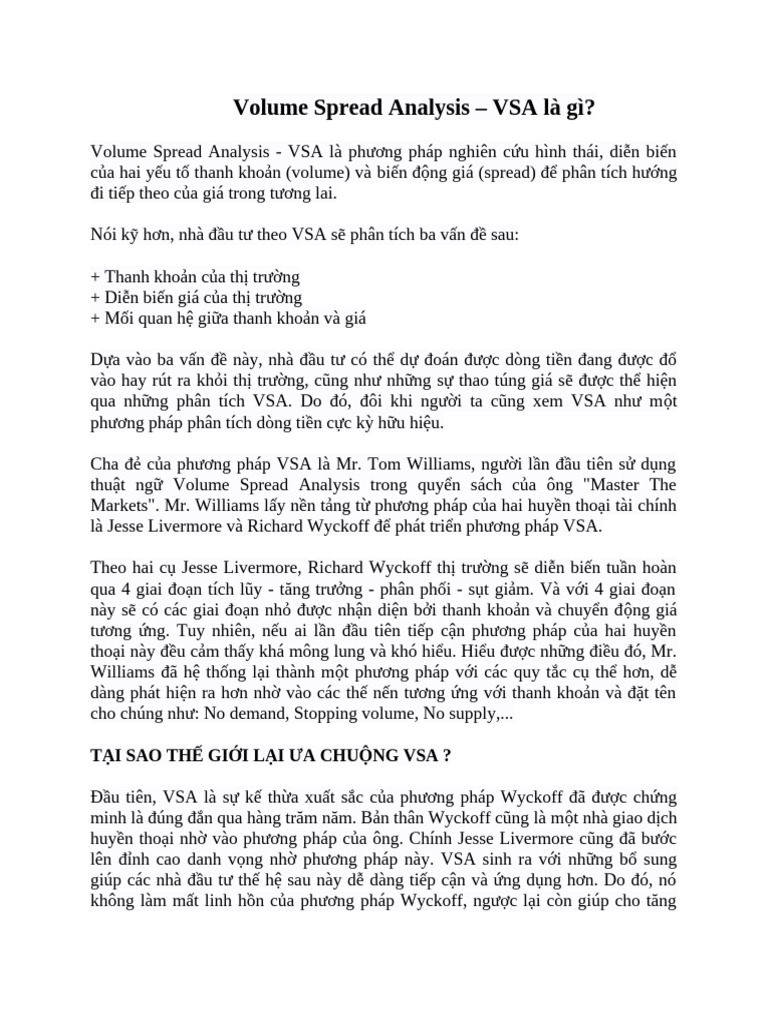 Volume Spread Analysis Là Gì | PDF