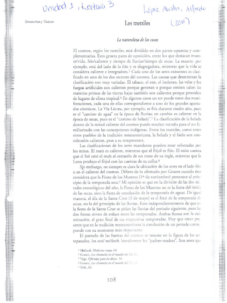 Los Tzotziles. La Naturaleza de Las Cosas. Lec. 3 | PDF