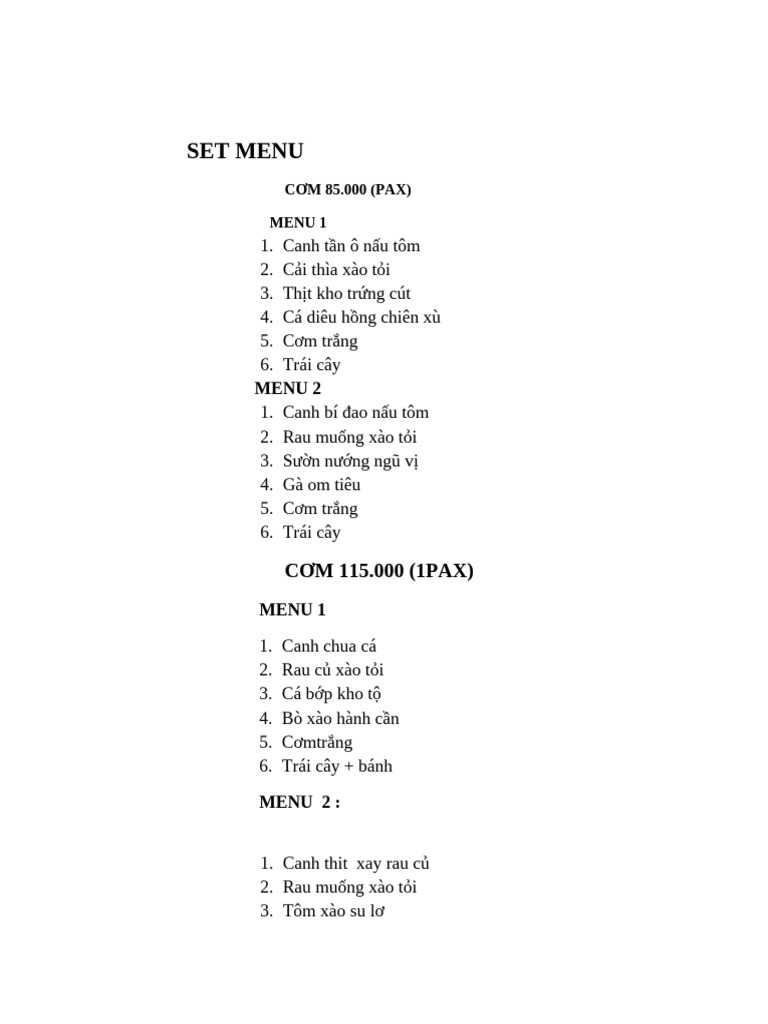 Setmenu Viet | PDF
