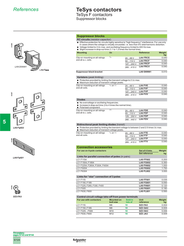 Schneider Contactor Catalogue 125 | PDF