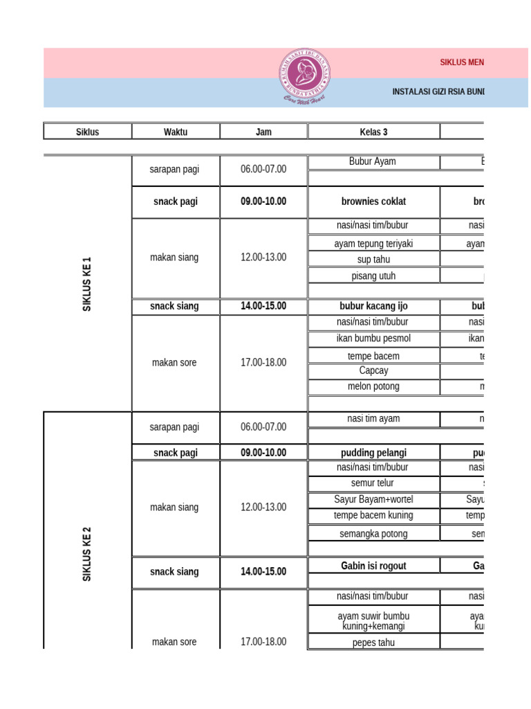Siklus Menu 2024 | PDF