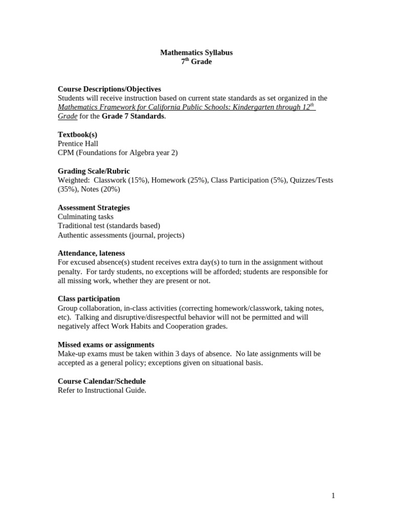 7th Grade Math Course Overview | PDF