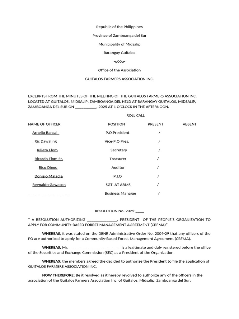 Denr Cbfma Reference 2025 | PDF | Philippines