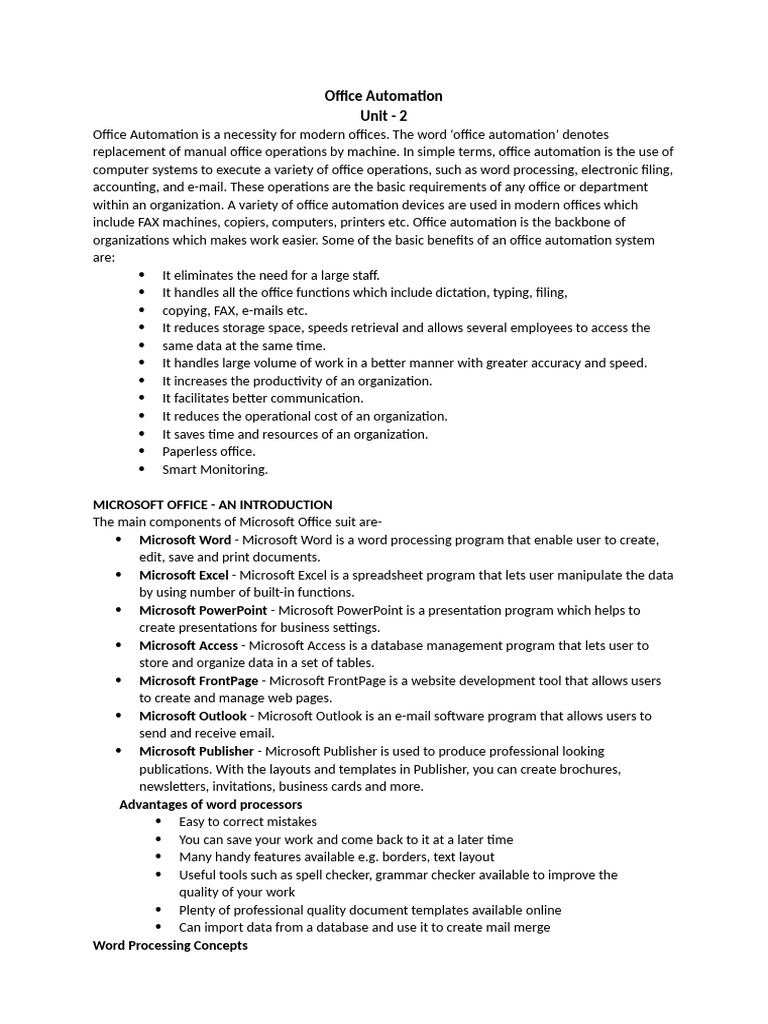 Microsoft Office Automation Overview | PDF | Microsoft Word | Word ...