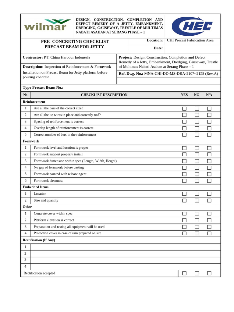 Checklist Precast Transverse Beam | PDF | Precast Concrete | Concrete