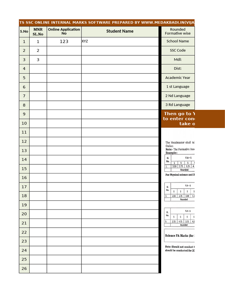 Ts SSC Internal Marks Proformas - I, II, III-software Medakbadi 04.02.2025 | PDF