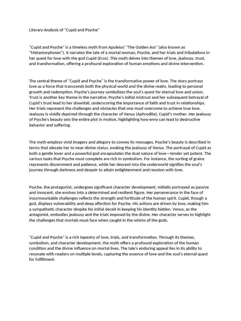 Literary Analysis of Cupid and Psyche | PDF | Cupid | Love