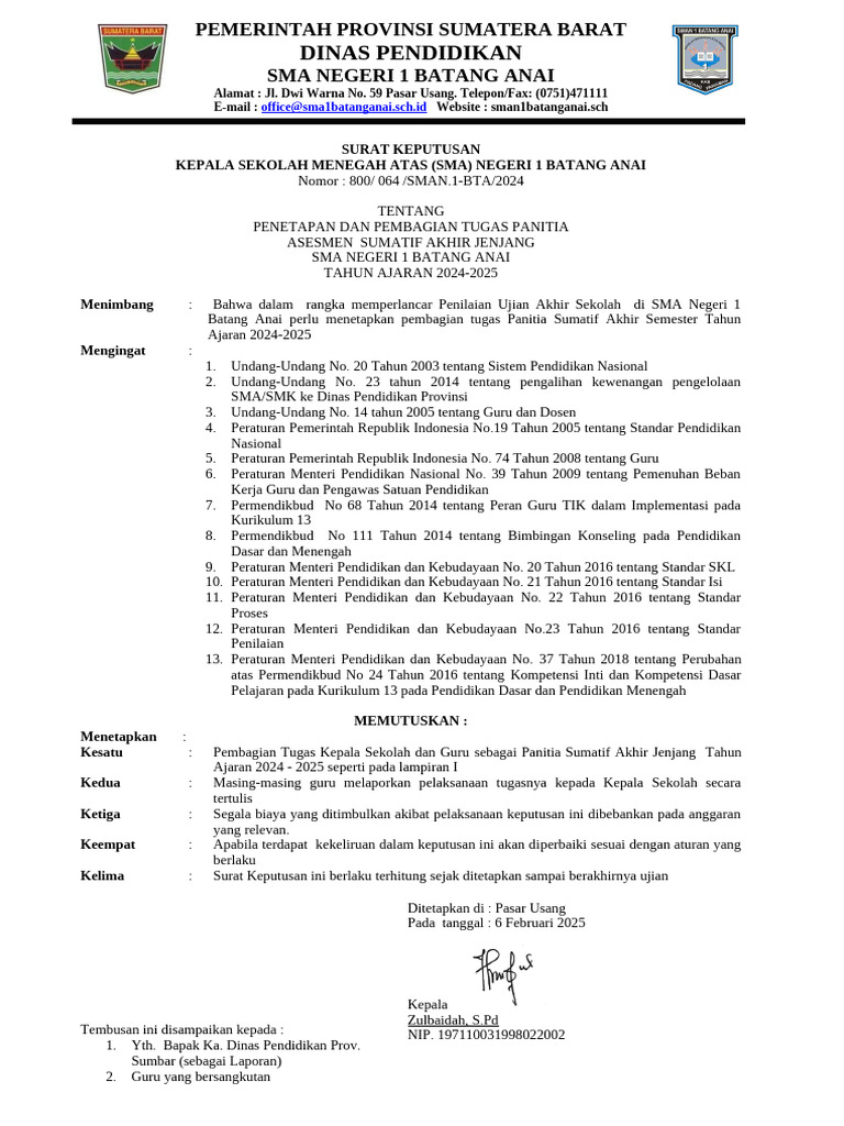 SK Pengawas ASESMEN SUMATIF AKHIR JENJANG 2025 | PDF