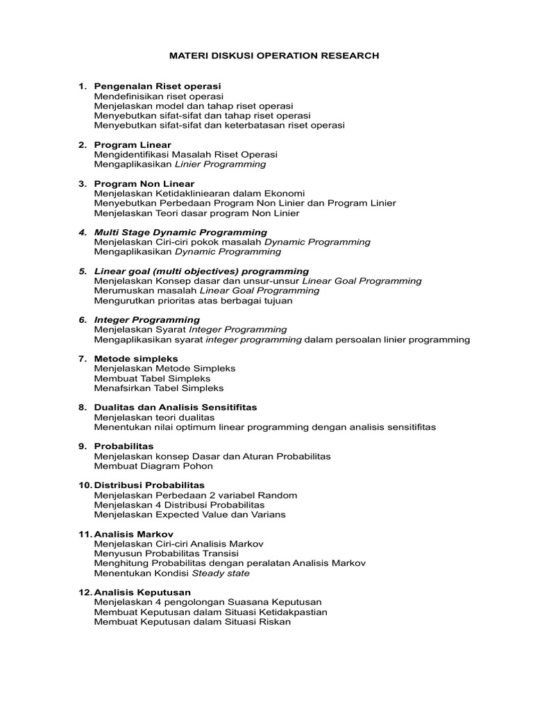 Materi Diskusi Operation Research | PDF