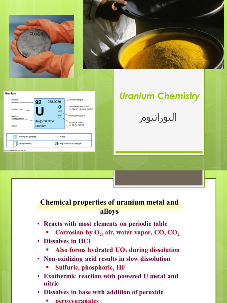 Uranium Chemistry and Reactions | PDF | Uranium | Chlorine
