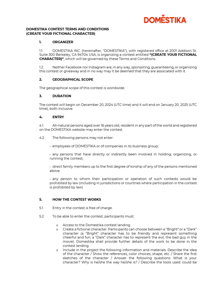 Contest Fictional Character TNC | PDF | Arbitration | Legal Liability