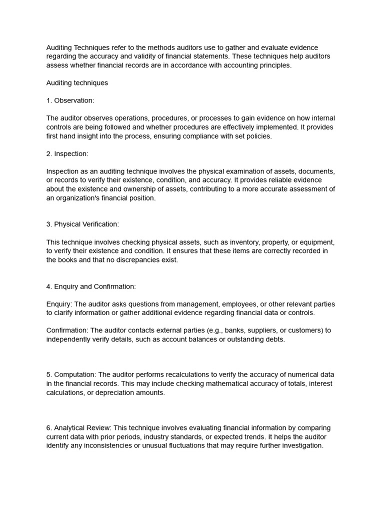 Auditing Techniques | PDF