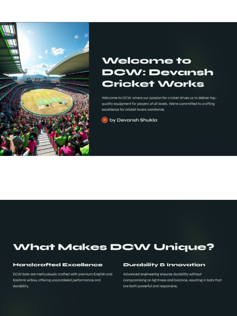 Welcome To DCW Devansh Cricket Works | PDF
