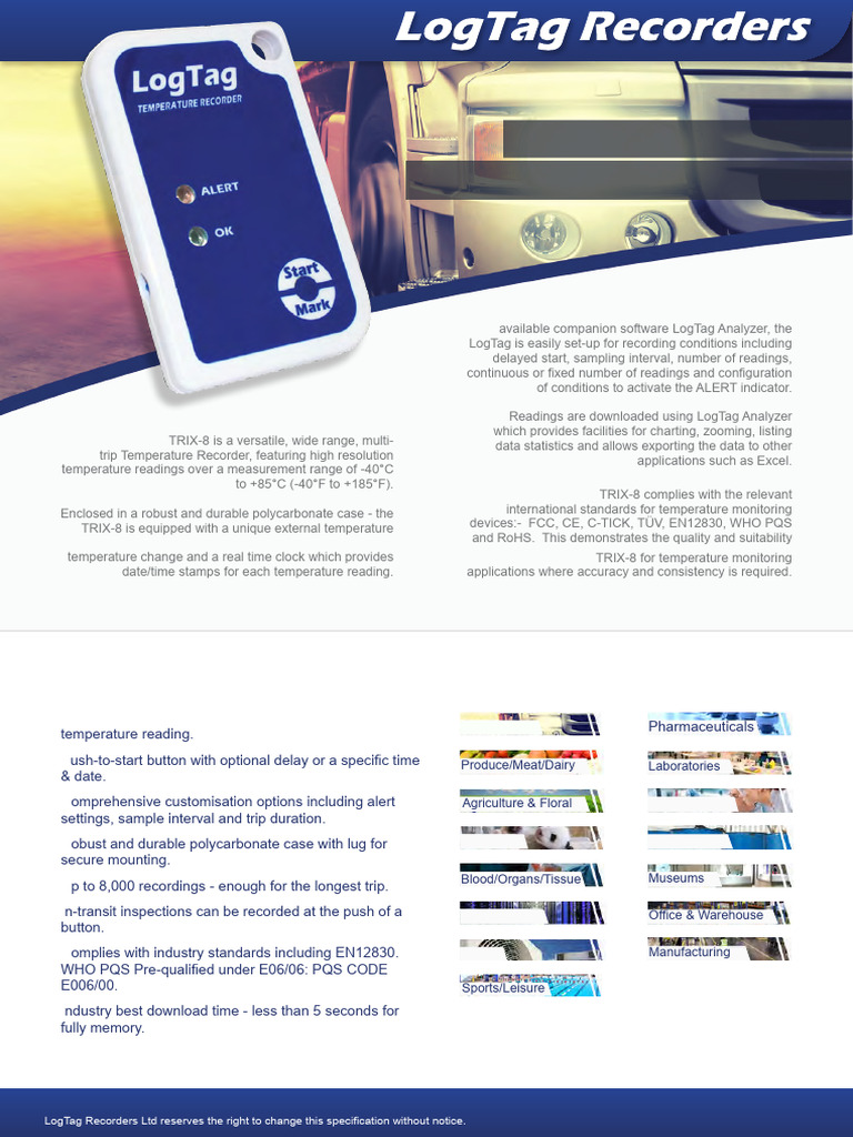 En Logtag Product Specification Trix-8 | PDF