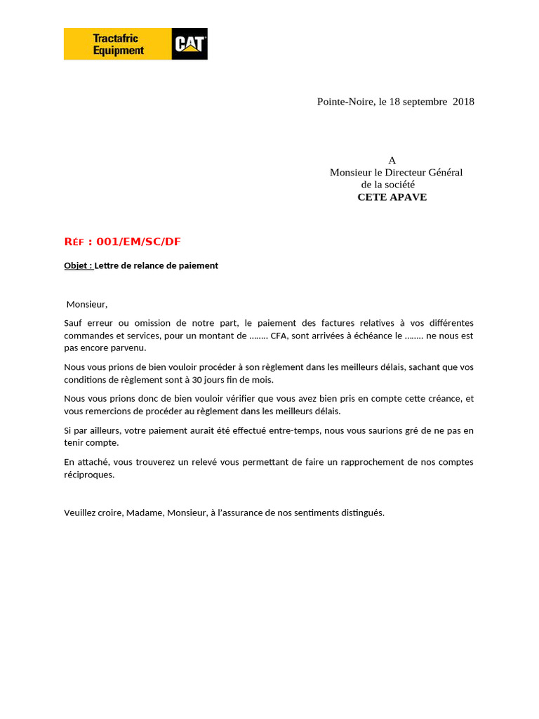 Relances de paiement pour créances échues | PDF