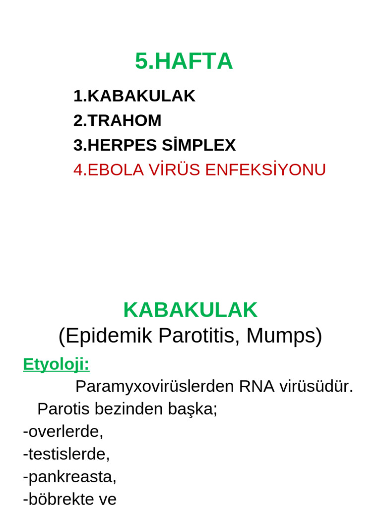 Ebe .6 Virüs Enfeksiyonları 2 Kabakulak Trahom | PDF