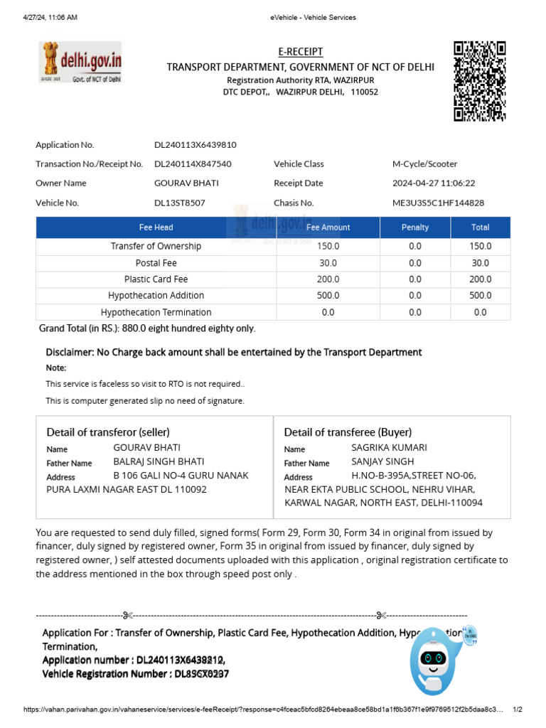 RTO acknowledgement | PDF | Transport | Vehicles