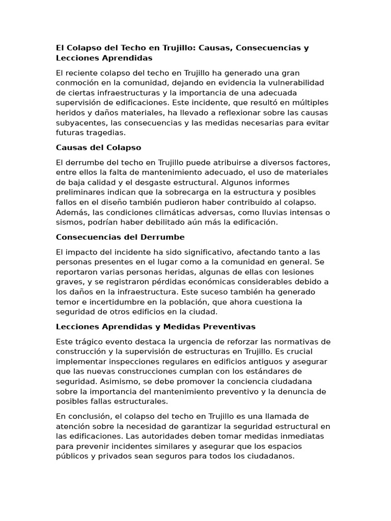 El Colapso Del Techo en Trujillo | PDF