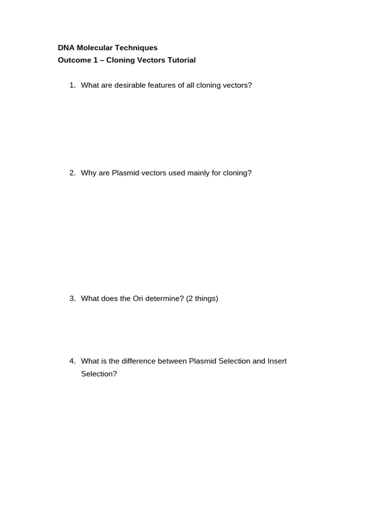 Cloning Vector Tutorial | PDF