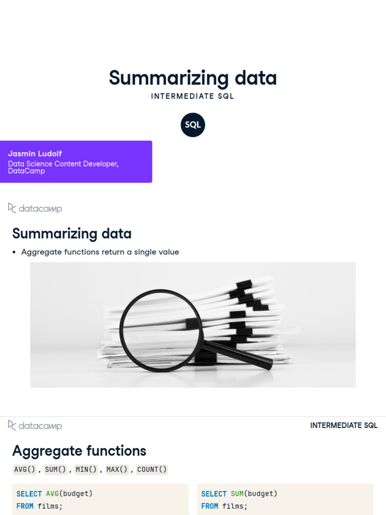 Summarizing Data | PDF | Computer Programming Summarizing Data | PDF | Computer Programming