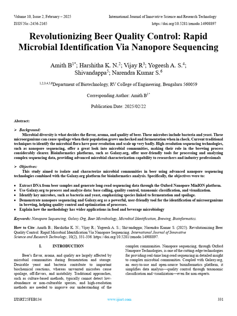 Beer Microbiology with Nanopore Tech | PDF | Yeast | Microorganism
