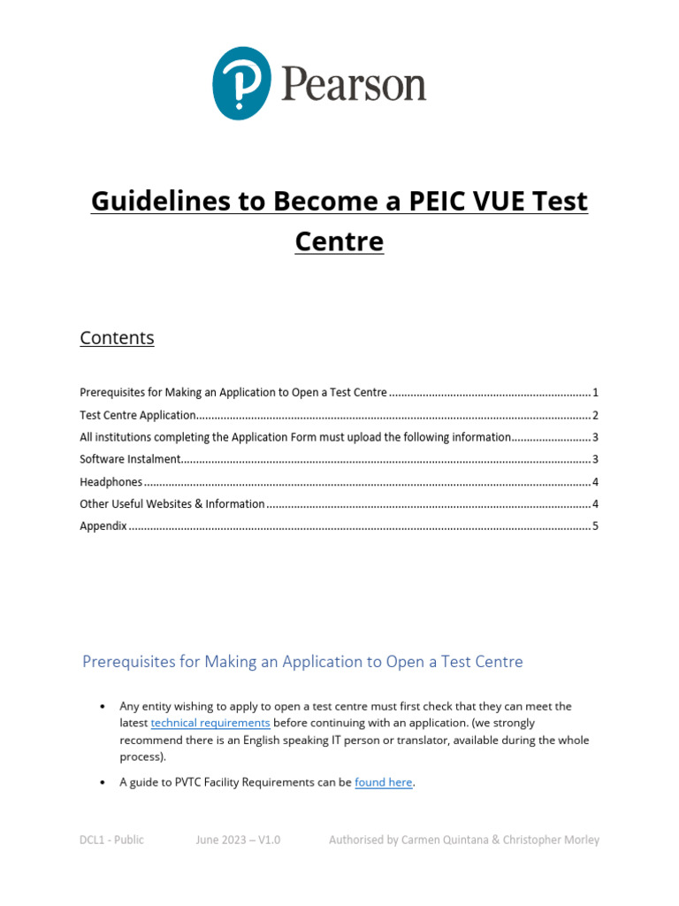 PEIC VUE Test Centre Application Guide | PDF | Computing