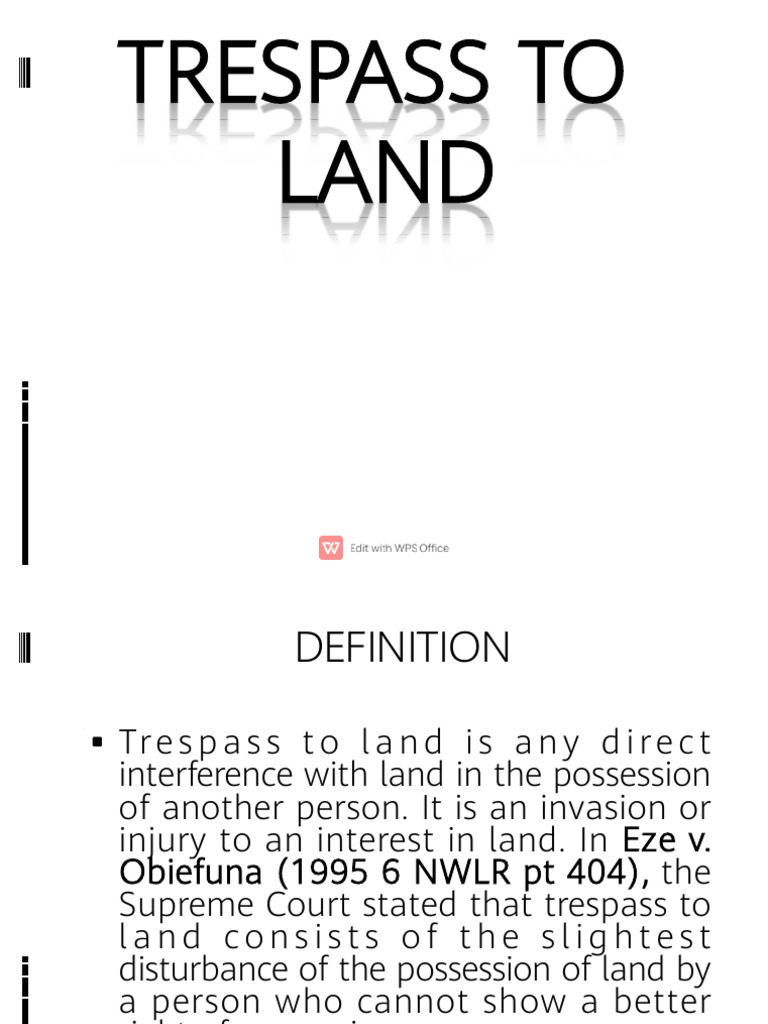 TRESPASS TO LAND | PDF | Trespass | Leasehold Estate